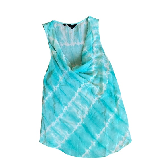 Guess | Tops | Guess Watercolor Light Blue And White Summer Cowl Neck ...